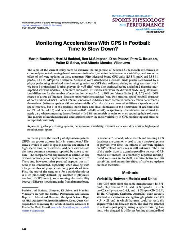 (PDF) GPS Acceleration Monitoring in Football Variability