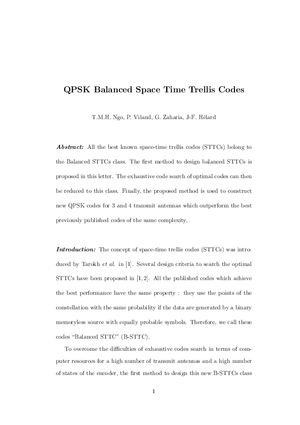 Pdf Qpsk Balanced Space Time Trellis Codes