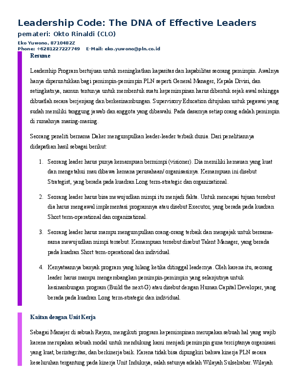 (DOC) 1. Leadership Code- The DNA of Effective Leaders