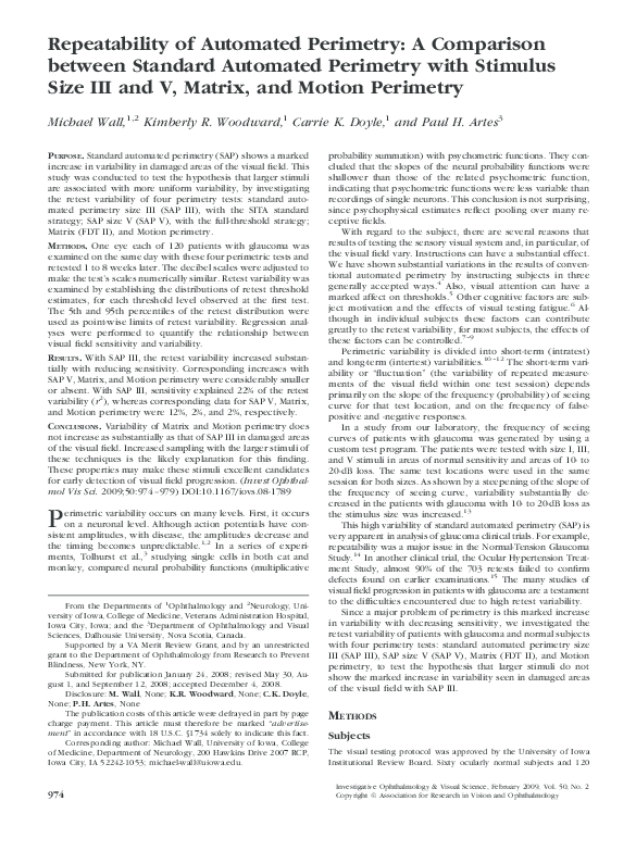 (PDF) Repeatability of Automated Perimetry: A Comparison between ...