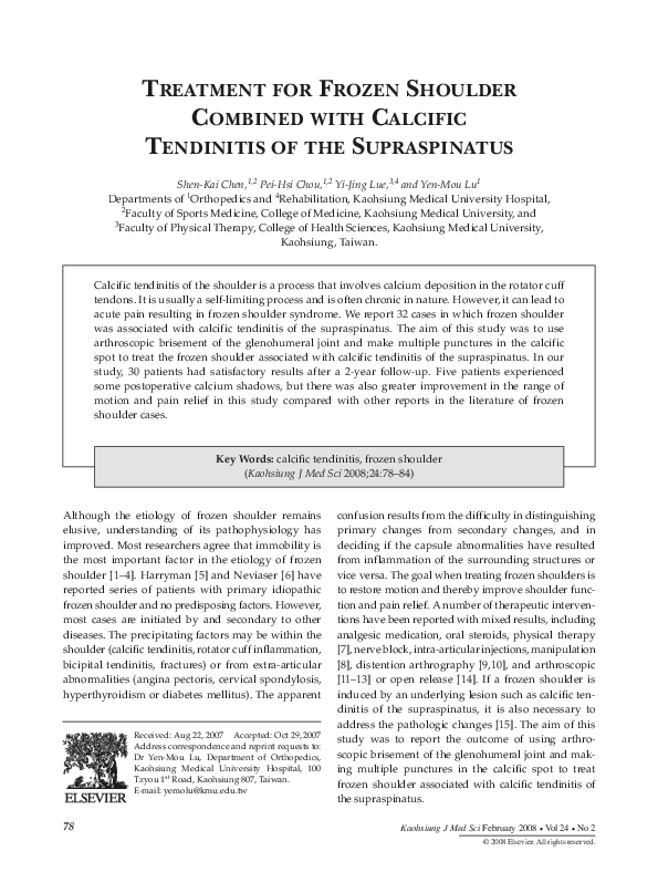 (PDF) Treatment for Frozen Shoulder Combined with Calcific Tendinitis ...