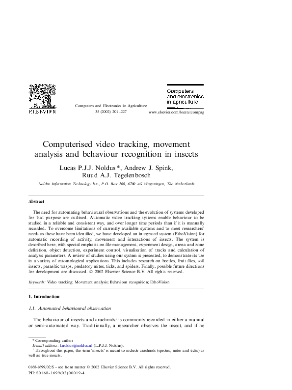 (PDF) Computerised video tracking, movement analysis and behaviour ...