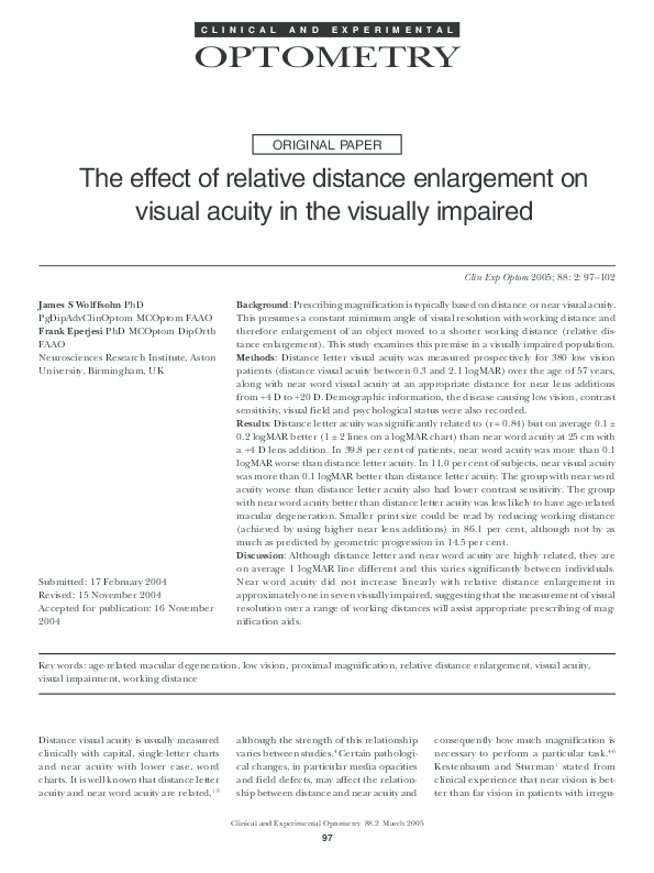(PDF) The effect of relative distance enlargement on visual acuity in ...