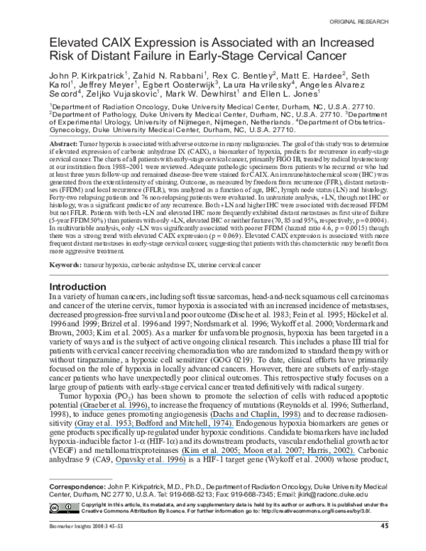 (PDF) Elevated CAIX Expression Is Associated with an Increased Risk of ...