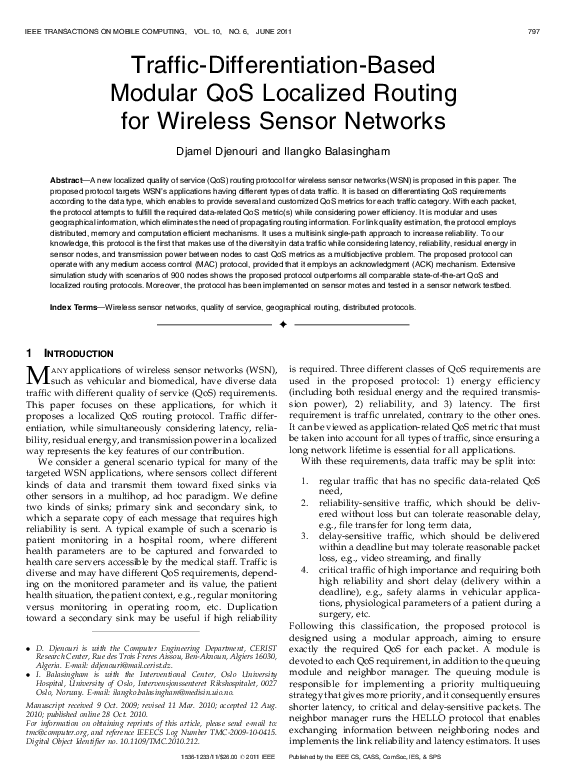 Pdf Traffic Differentiation Based Modular Qos Localized Routing For
