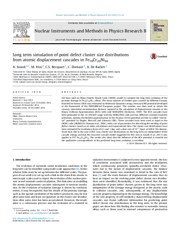 Pdf Long Term Simulation Of Point Defect Cluster Size Distributions
