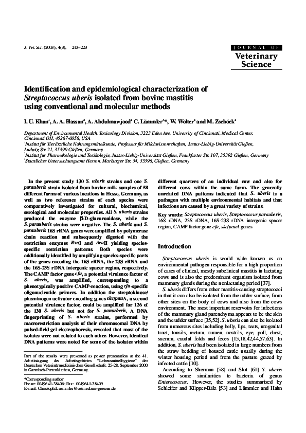 (PDF) Identification and epidemiological characterization of ...
