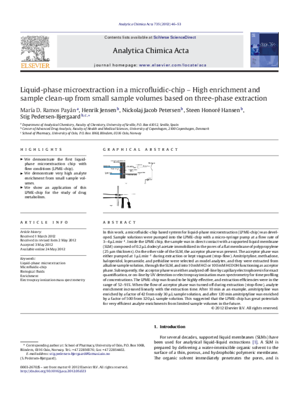 (PDF) Liquid-phase microextraction in a microfluidic-chip – High ...