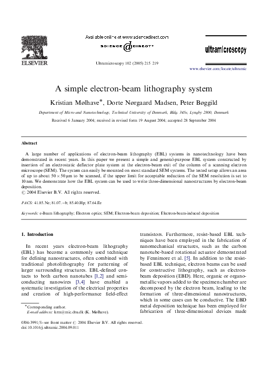 (PDF) A simple electron-beam lithography system