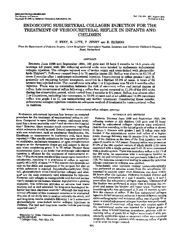 (PDF) Endoscopic Subureteral Collagen Injection for the Treatment of ...