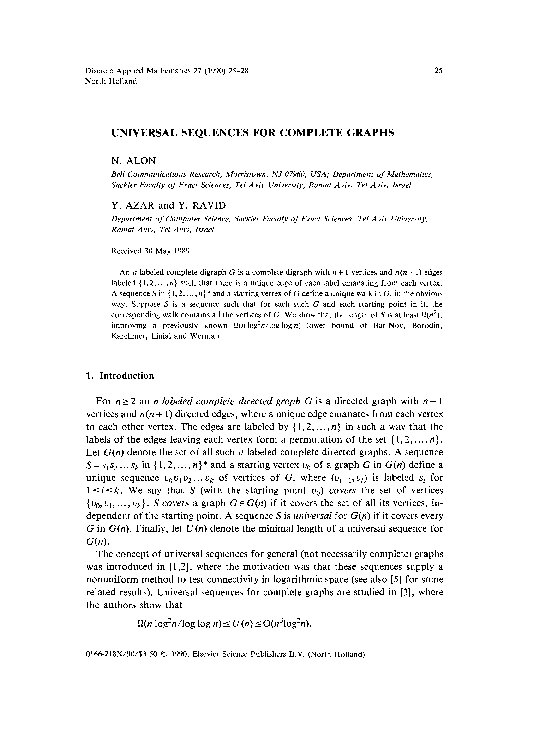 (PDF) Universal sequences for complete graphs
