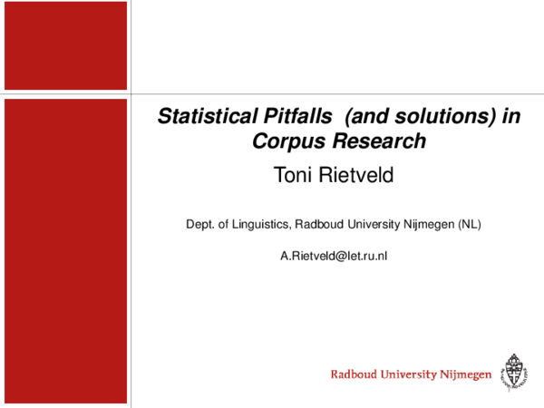 (PDF) Statistical Pitfalls (and solutions) in Corpus Research