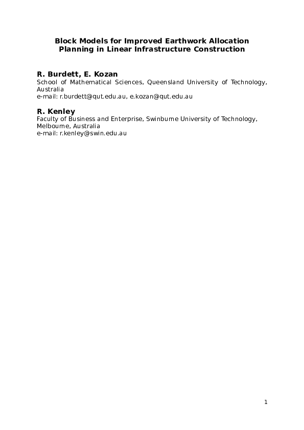 (DOC) Block models for improved earthwork allocation planning in linear ...