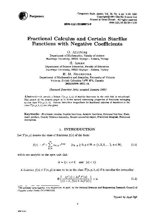 (PDF) Fractional calculus and certain starlike functions with negative coefficients