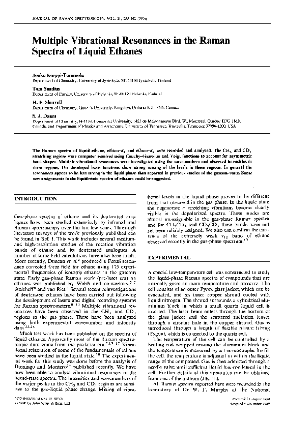 (PDF) Multiple vibrational resonances in the Raman spectra of liquid ...