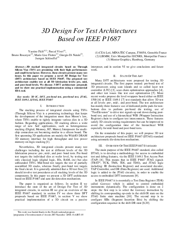 (PDF) 3D Test Architecture Design Based on IEEE P1687