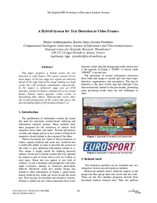 (PDF) A Hybrid System for Text Detection in Video Frames