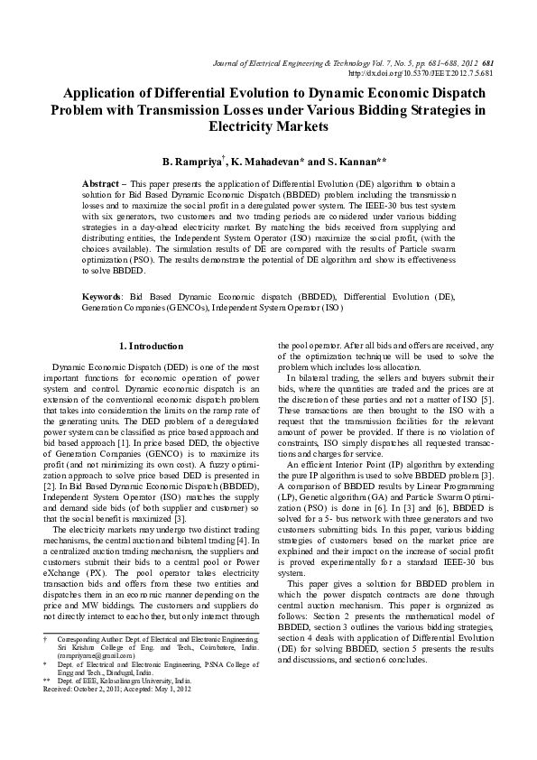 (PDF) Application of Differential Evolution to Dynamic Economic ...