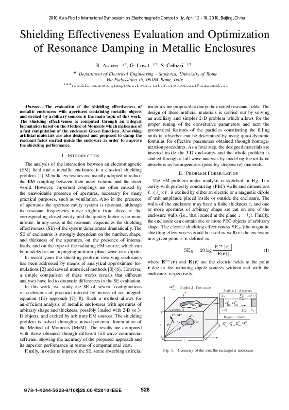 (PDF) Shielding effectiveness evaluation and optimization of resonance damping in metallic ...