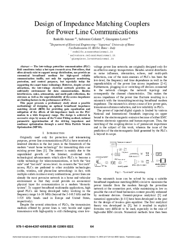 (PDF) Design of impedance matching couplers for power line communications