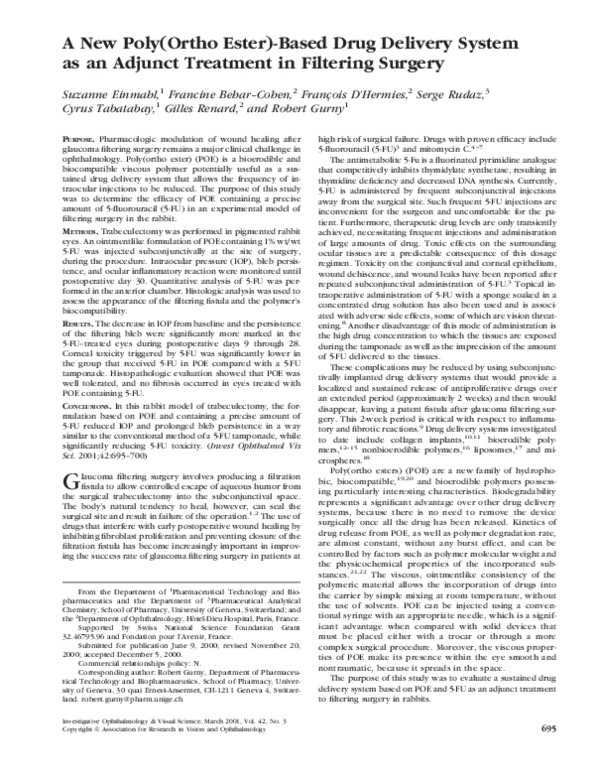 (PDF) A new poly(ortho ester)-based drug delivery system as an adjunct ...