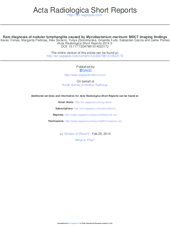 (PDF) Rare diagnosis of nodular lymphangitis caused by Mycobacterium ...