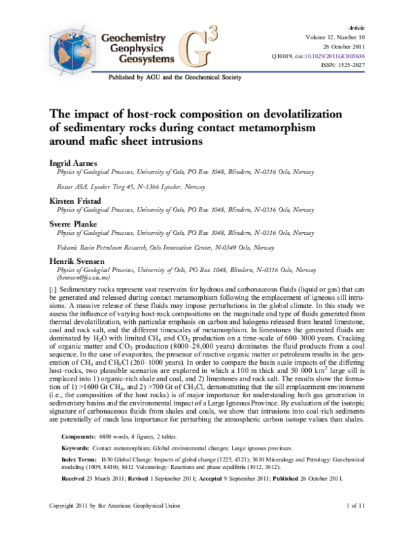 (PDF) The impact of host-rock composition on devolatilization of ...