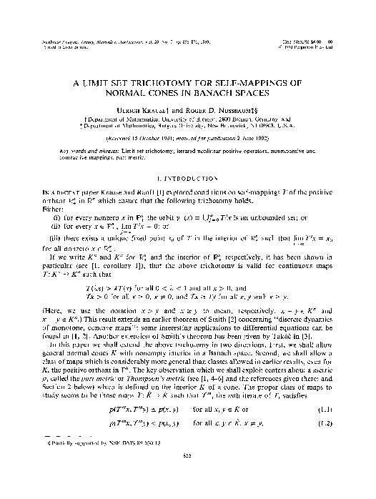 (PDF) A limit set trichotomy for self-mappings of normal cones in banach spaces