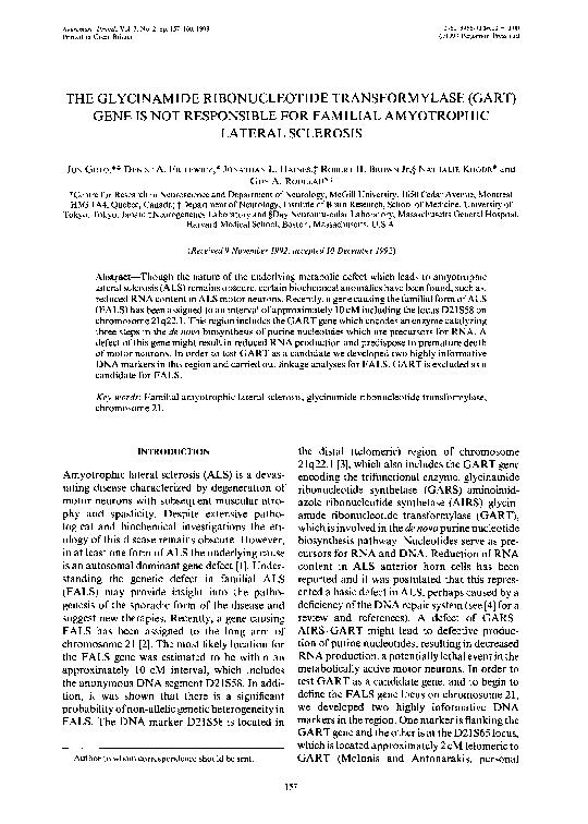 (PDF) The glycinamide ribonucleotide transformylase (GART) gene is not ...
