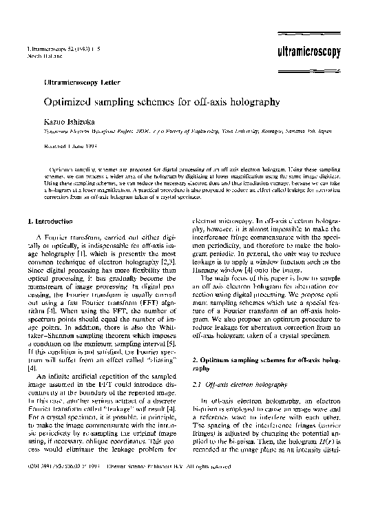 (PDF) Optimized sampling schemes for off-axis holography