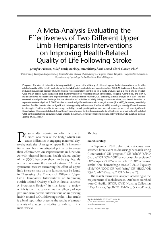 (PDF) A Meta-Analysis Evaluating the Effectiveness of Two Different ...