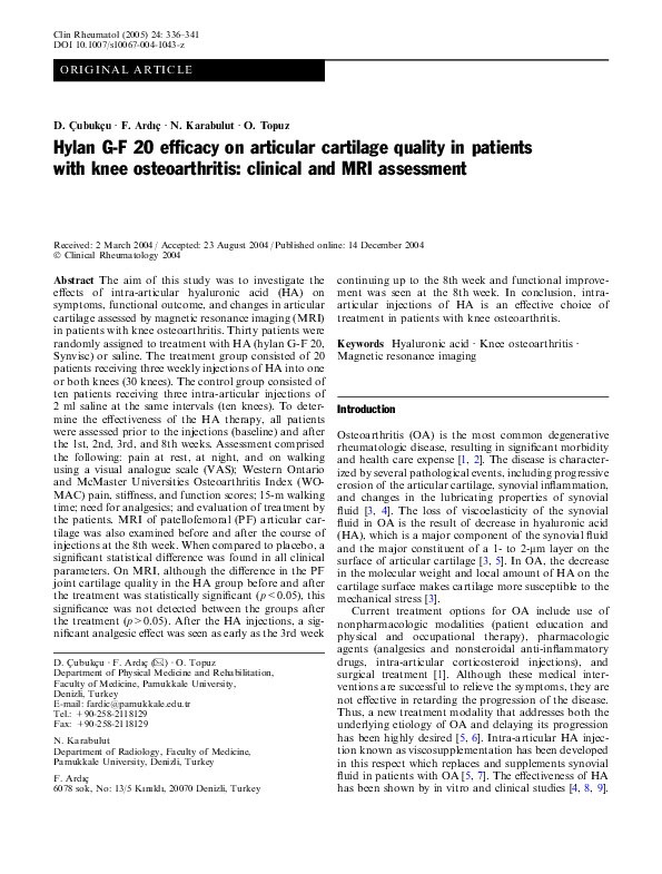 (PDF) 529 Efficacy of Intraarticular Hyaluronan Injection for Knee ...