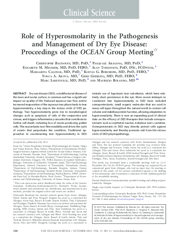 (PDF) Role of Hyperosmolarity in the Pathogenesis and Management of Dry ...
