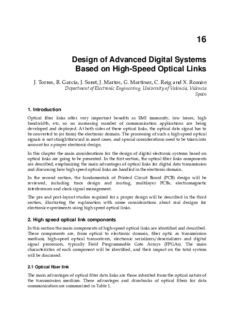 (PDF) Design of Advanced Digital Systems Based on High-Speed Optical Links