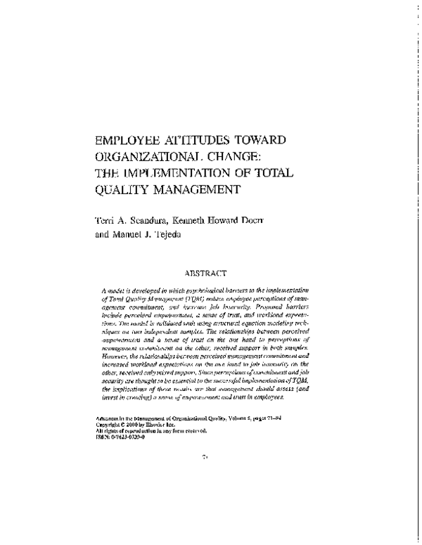 (PDF) Employee Attitudes Toward Organizational Change: The Implementation of Total Quality ...
