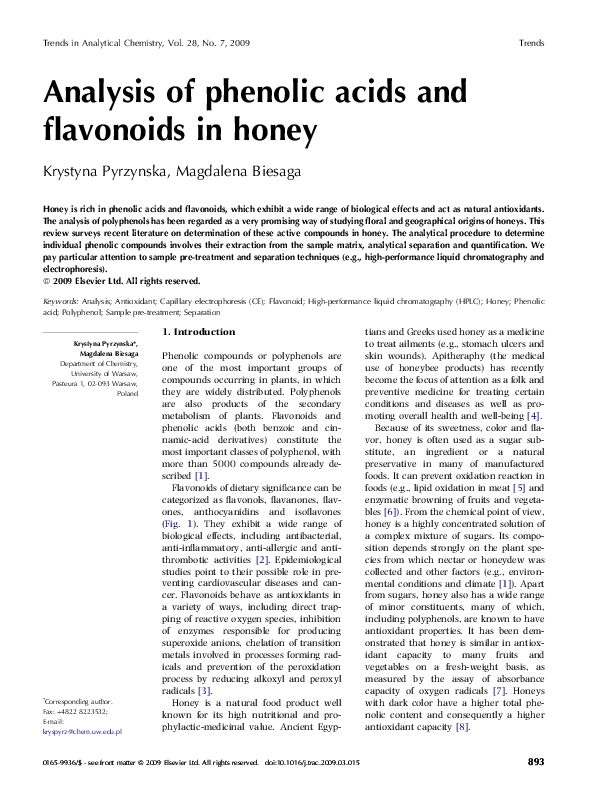 Analysis of phenolic acids and flavonoids in honey