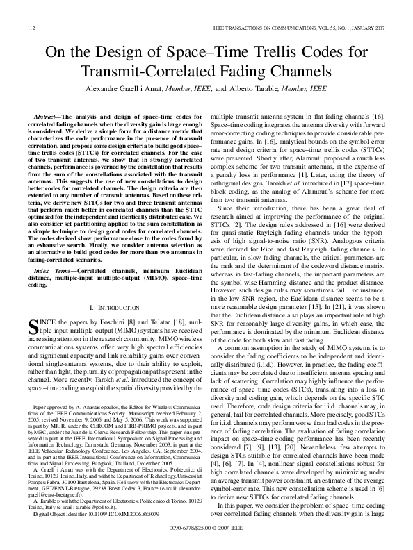 (PDF) On the Design of Space–Time Trellis Codes for Transmit-Correlated Fading Channels ...