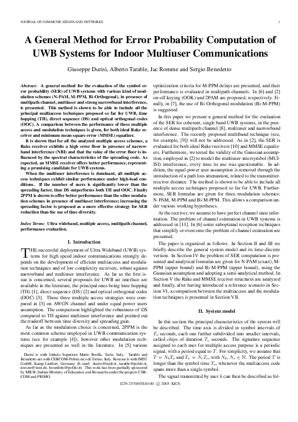 (PDF) A general method for error probability computation of UWB systems for indoor multiuser ...