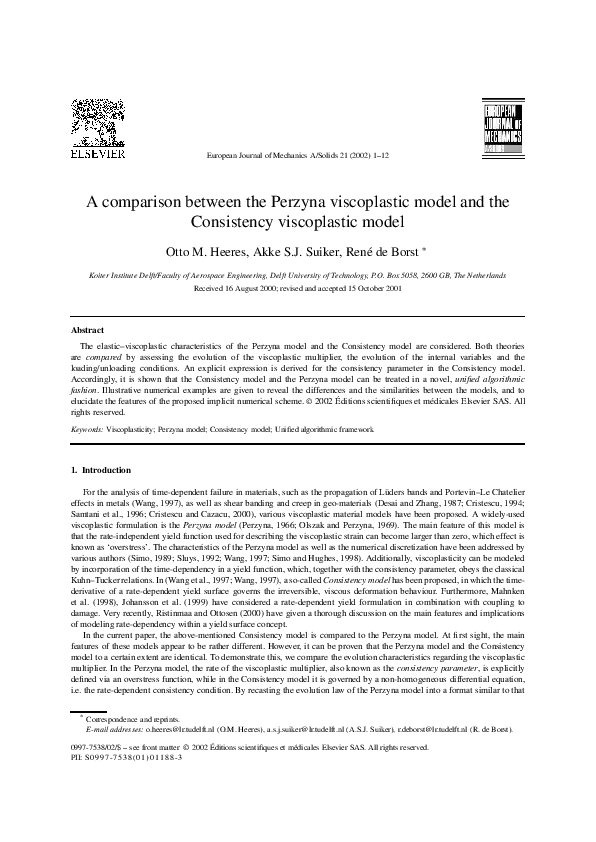 (PDF) A comparison between the Perzyna viscoplastic model and the ...