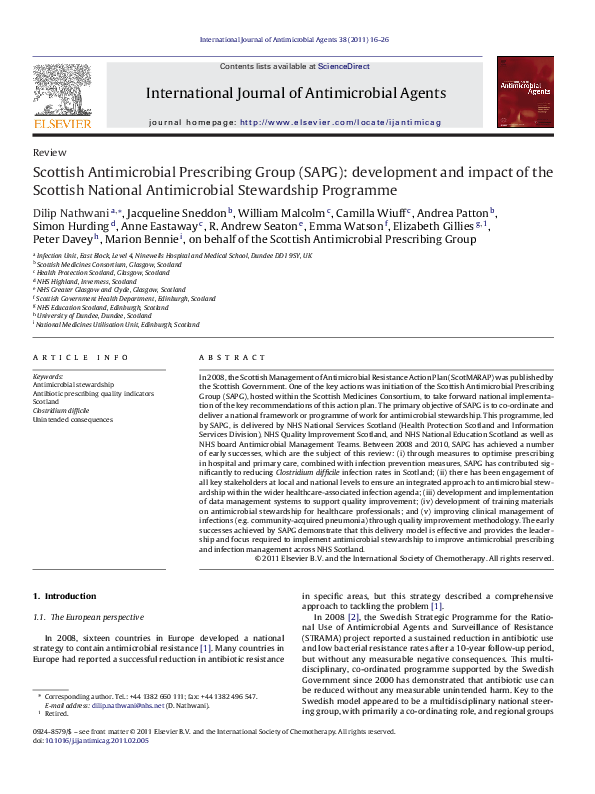 (PDF) Scottish Antimicrobial Prescribing Group (SAPG): development and ...