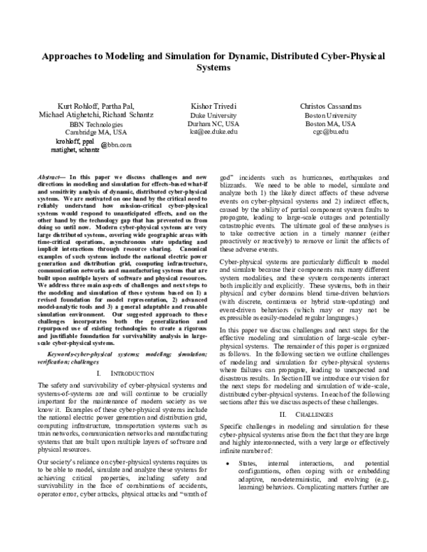 Pdf Approaches To Modeling And Simulation For Dynamic Distributed