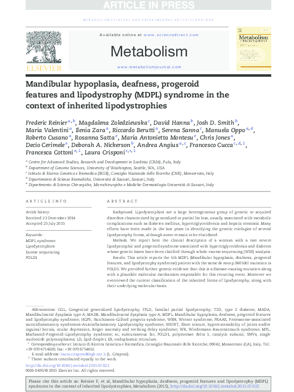 (PDF) Lipodystrophies: rare disorders causing metabolic syndrome ...