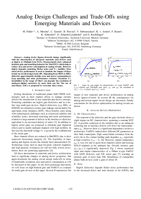 (PDF) Analog design challenges and trade-offs using emerging materials ...