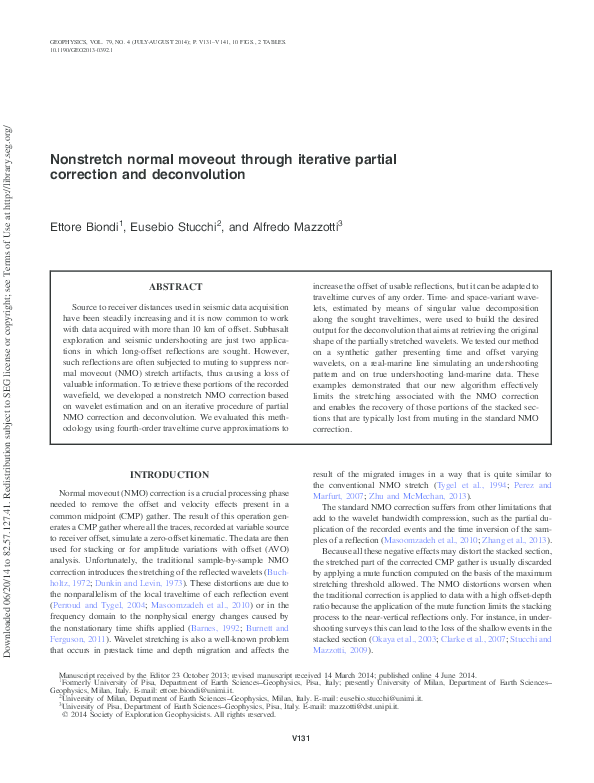 Pdf Nonstretch Normal Moveout Through Iterative Partial Correction And Deconvolution Alfredo