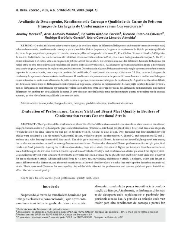 (PDF) Evaluation of performance, carcass yield and breast meat quality ...