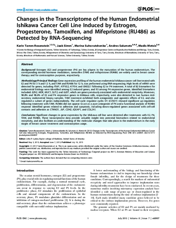(PDF) Changes in the Transcriptome of the Human Endometrial Ishikawa ...