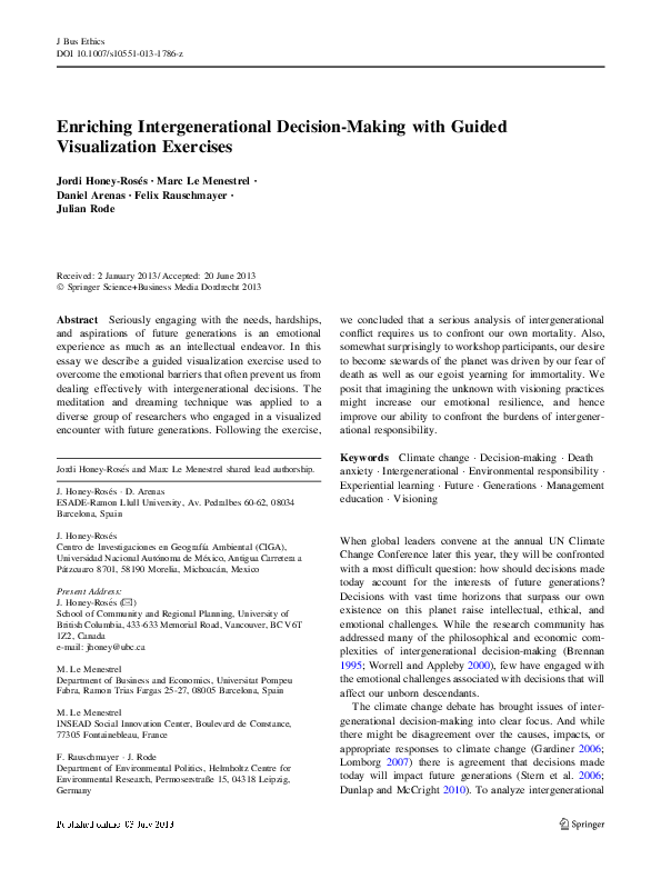 (PDF) Enriching Intergenerational Decision-Making with Guided ...
