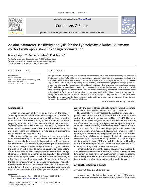 (PDF) Adjoint parameter sensitivity analysis for the hydrodynamic lattice Boltzmann method with ...