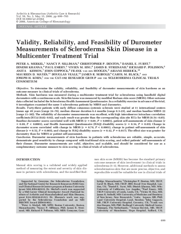 (PDF) Validity, reliability, and feasibility of durometer measurements of scleroderma skin ...
