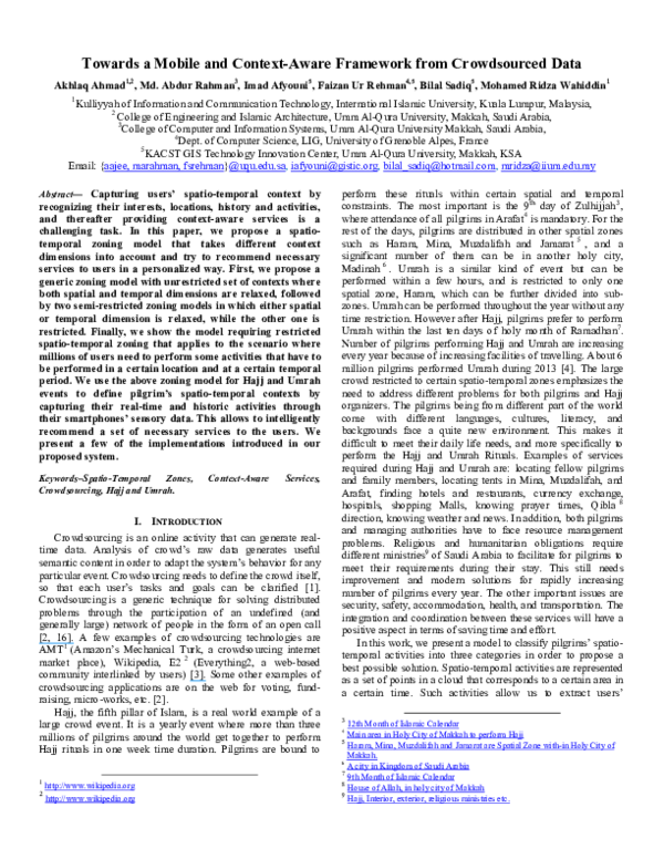 (PDF) Towards a mobile and context-aware framework from crowdsourced data